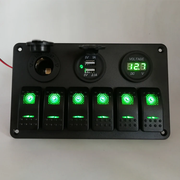 12v Aluminium Suv Offroad Truck Marine 6 Way Switch Panel - Buy 6 Way ...