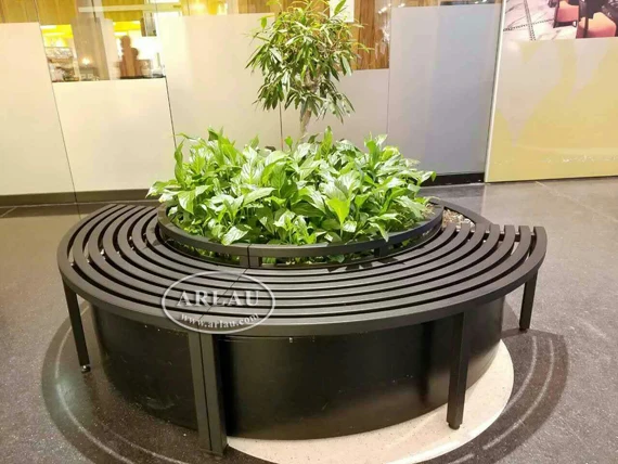 Very Large Curved Flower Plant Pot with Bench Seating for Indoor ...