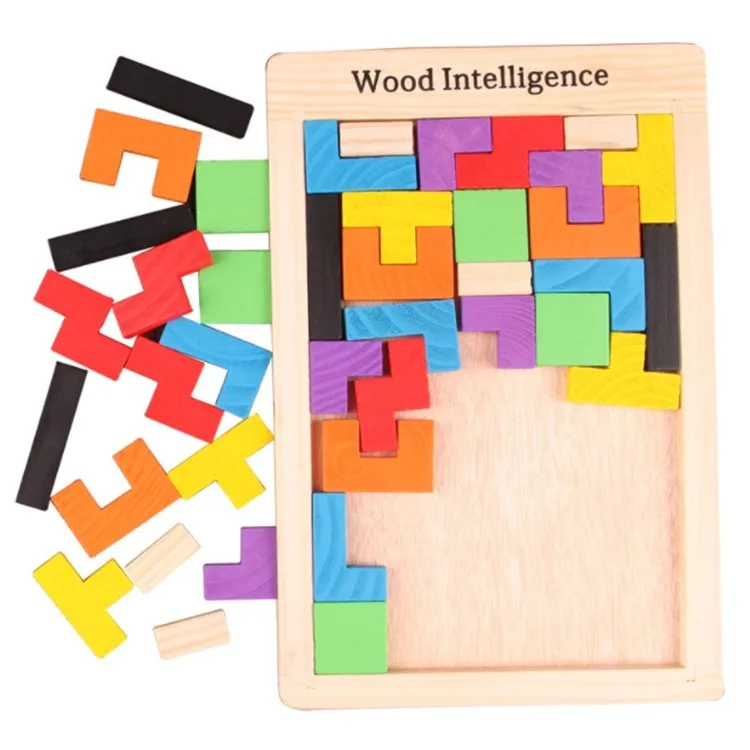 Intelligence Wooden Jigsaw Puzzle Colorful Handmade Sliding Blocks ...