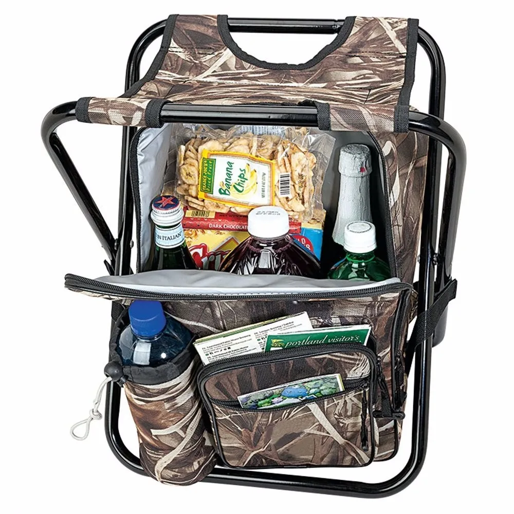 Camping Hunting Fishing Backpack Folding Stool With Cooler Bag - Buy ...