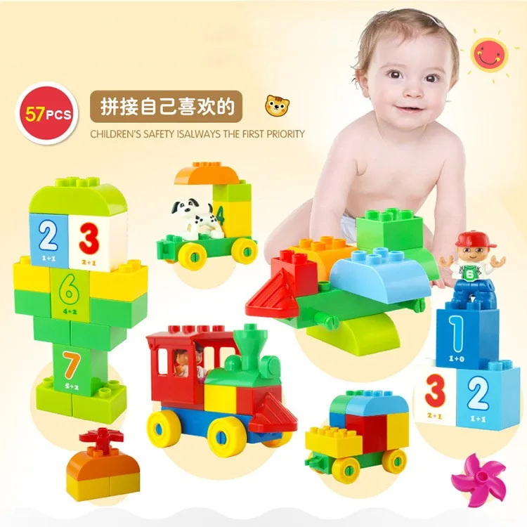 Kids Educational Toy Train Building Kit Big Building Block Set 57pieces ...