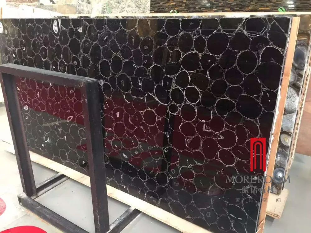 Moreroom Stone Black Agate Translucent Countertop Backlit Table Top