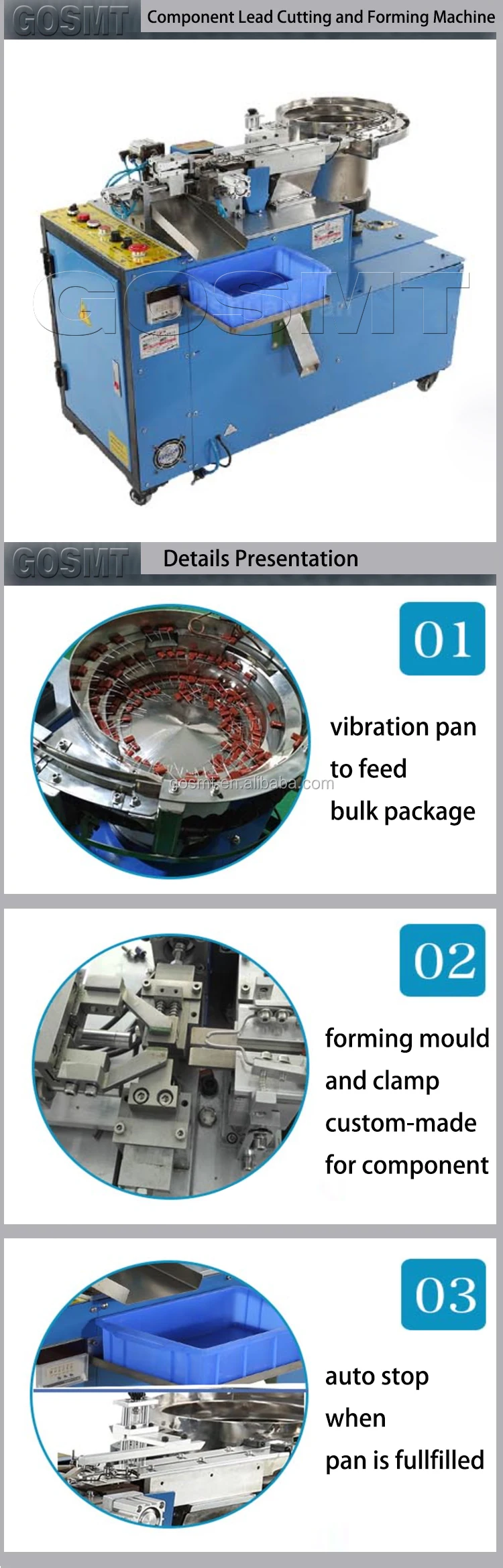 Automatic Axial Capacitor Resistor Lead Cutting Machine Component Lead ...