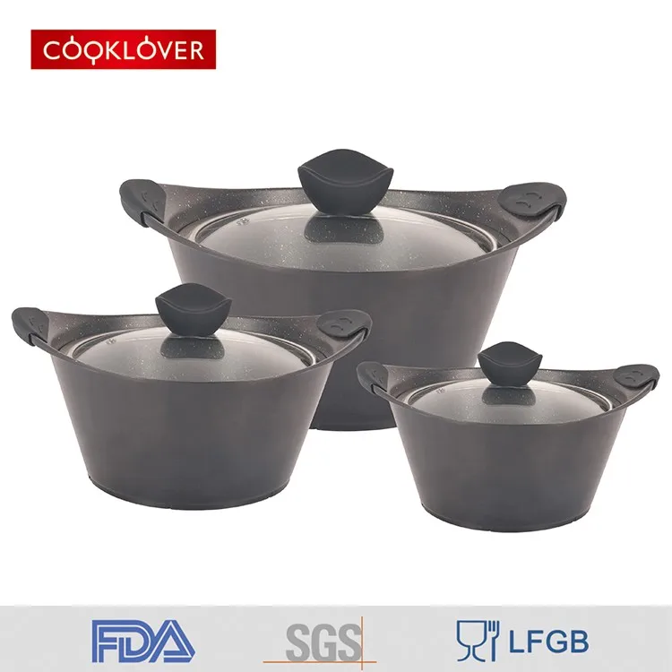 6pcs Die Casting Aluminum Non Stick Marble Coating Casserole Cookware ...