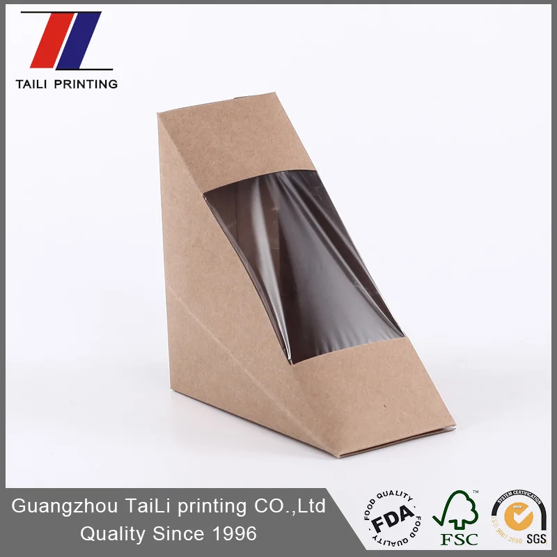 Hot Sale Disposable Triangle Paper Sandwich Box/kraft Paper Sandwich ...