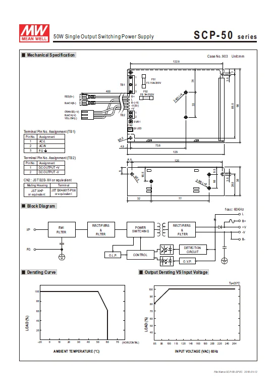 Meanwell Single Output Security Series Scp-50-12 50w 12v Switch Mode ...