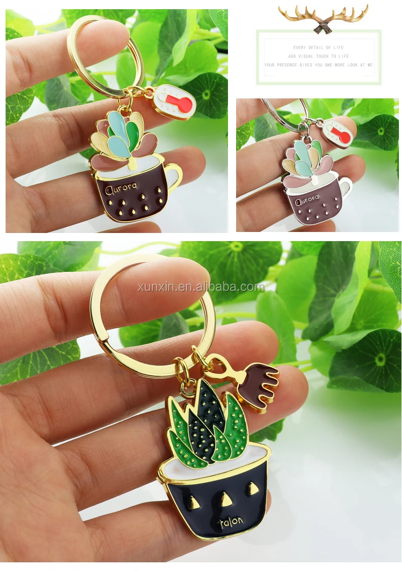 Pack Cute Keychainsucculent Pendant Cartoon Plants Key Ring Cactus ...