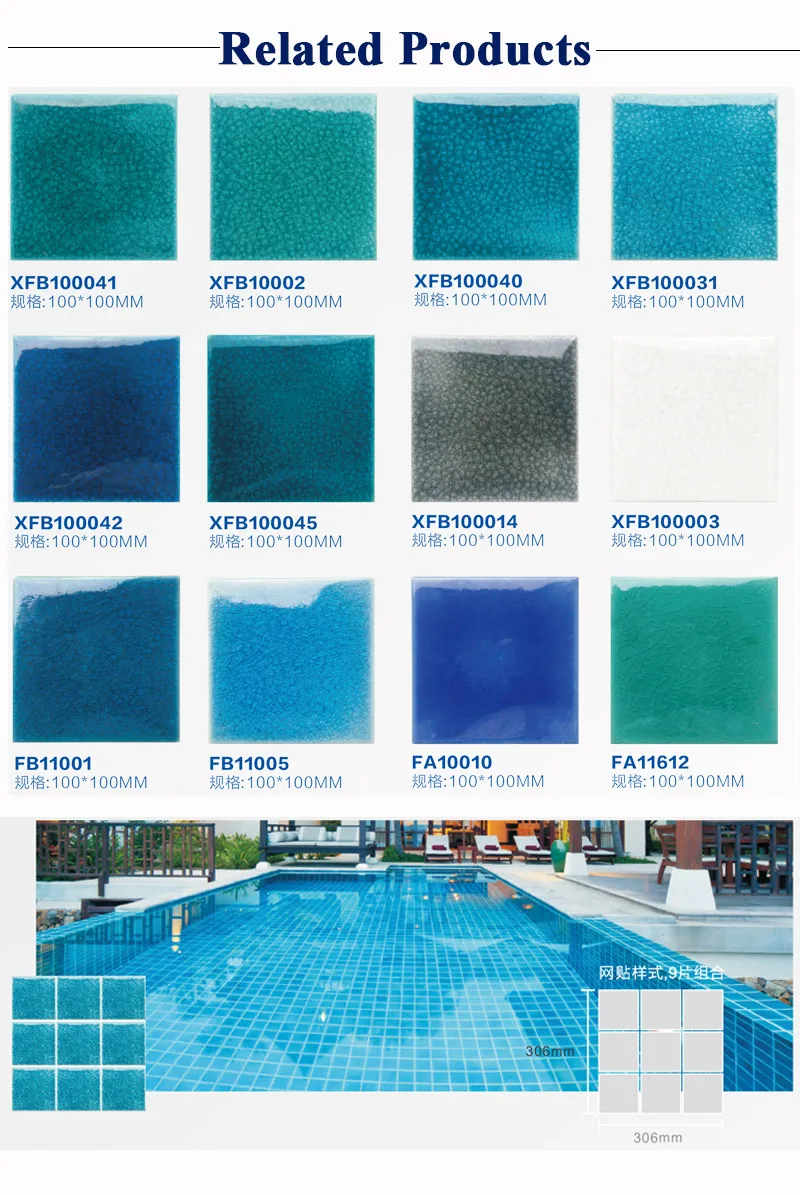 100 X 100 Mm Arabic Ice Crackle Swimming Pool Porcelain Mosaic Tiles ...