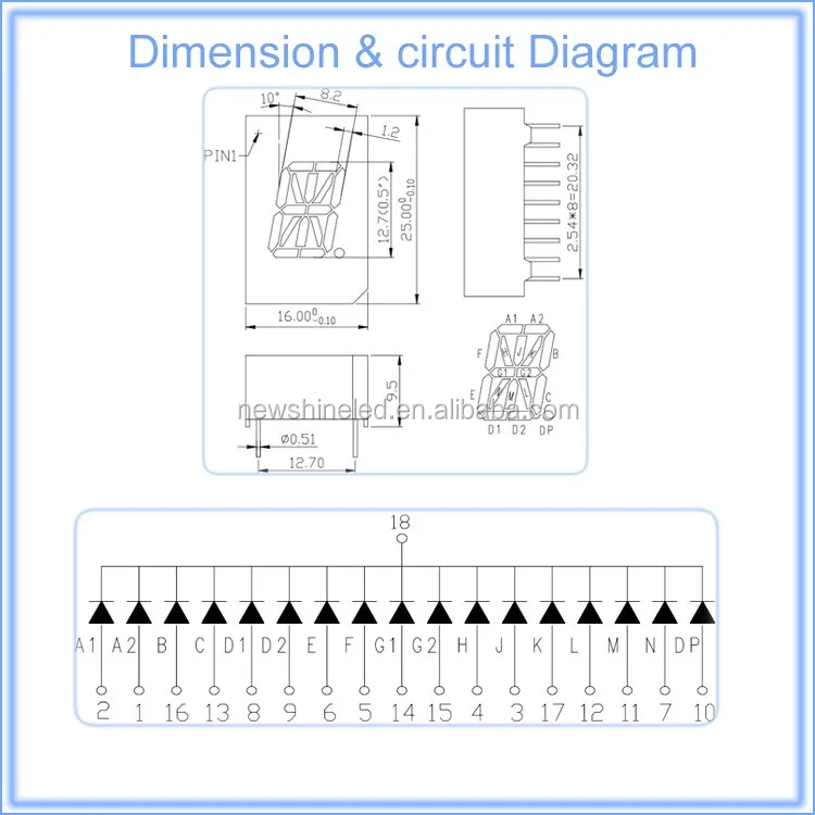 Factory Supply 16 Segment Led Display 1 Digit 0.5 Inch 14 Segment ...