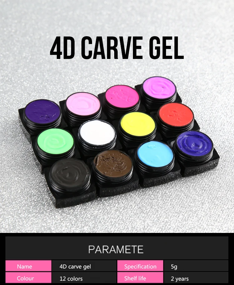 12 Colors UV Nail Art Modelling Manicure DIY Sculpture 3D 4D Carving Gel