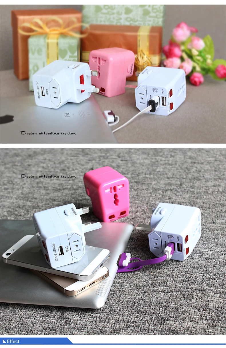 Universal wall socket travel adapter with 2.1a usb charger CE ROHS ...