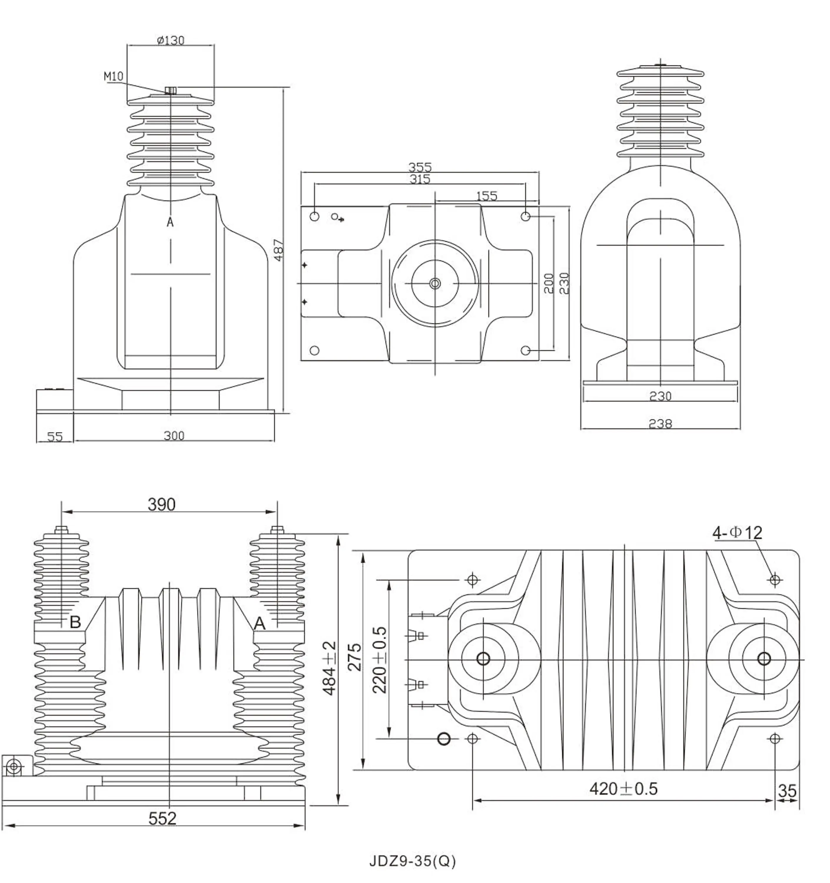Jdz9-35q 33kv 35kv Indoor Cast Resin Pt Potential Transformer Price - Buy 33kv Potential ...