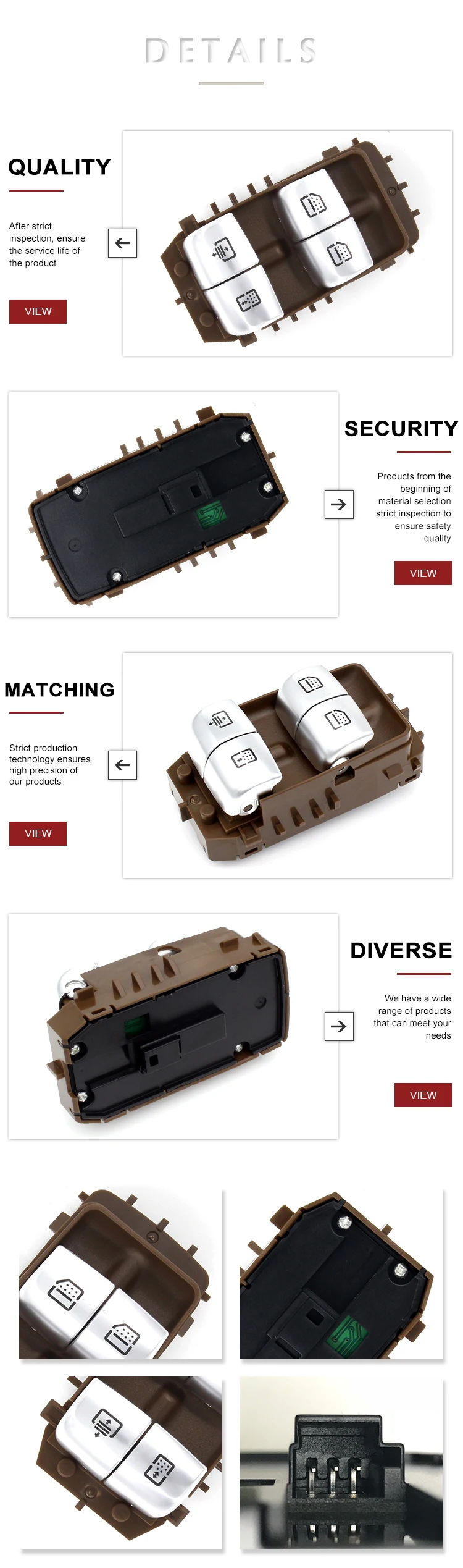 Excellent Electric Power Regulator Lifter Rear Window Switch For Benz ...