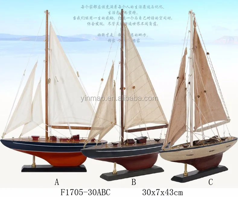 Set 3 Antique Finish Wooden Sailing Ship Model,30x7x42cm Boat Model ...