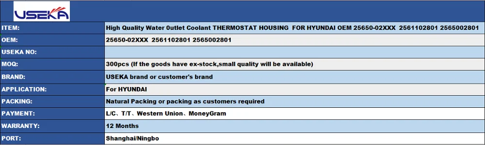 High Quality Water Outlet Coolant Thermostat Housing for Hyundai OEM
