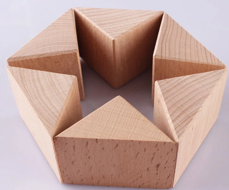 60*45*30mm Teaching Aids Material Unfinished Wooden Craft Triangle ...