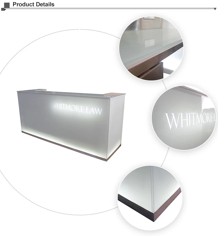Modern Office Restaurant LED Lighting Glass Reception Desk