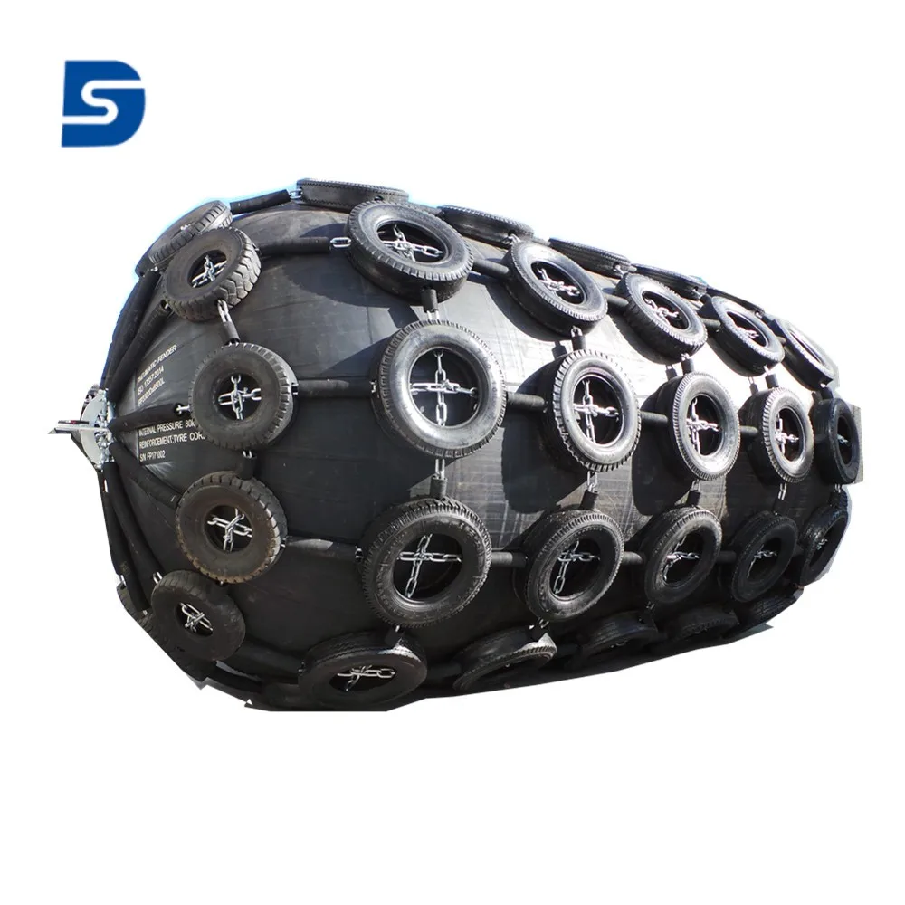 Boat Floating Dock Pneumatic Rubber Fender With Chain And Aircraft Tyre ...