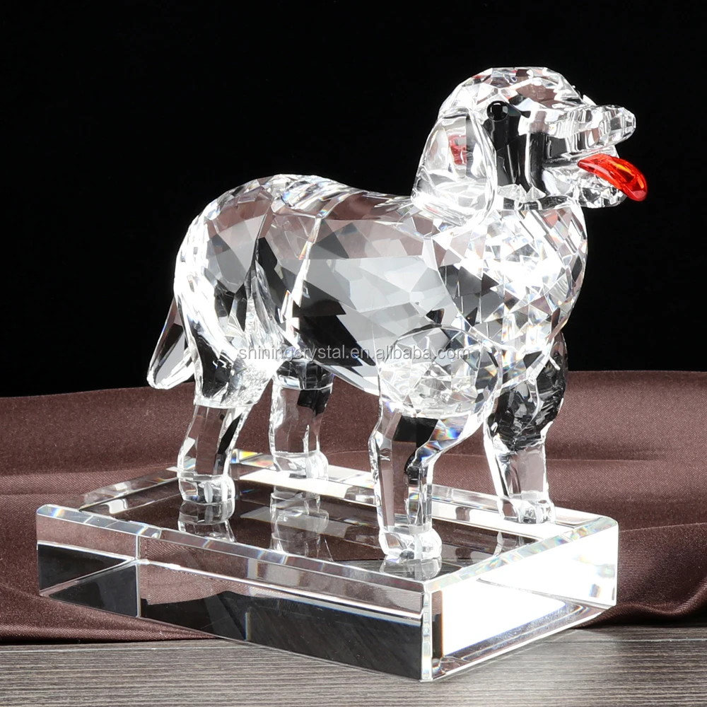 Crystal Glass Dog Figurine With Base Chinese Zodiac - Buy Dog Figurine ...
