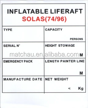 Label For Inflatable Life Raft - Buy Stickers On Life Raft Container ...
