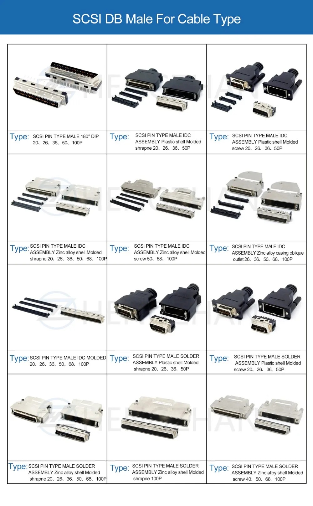 Amp/tyco Solder Connector Db Type Scsi 50pin Connector - Buy Amp 50pin ...