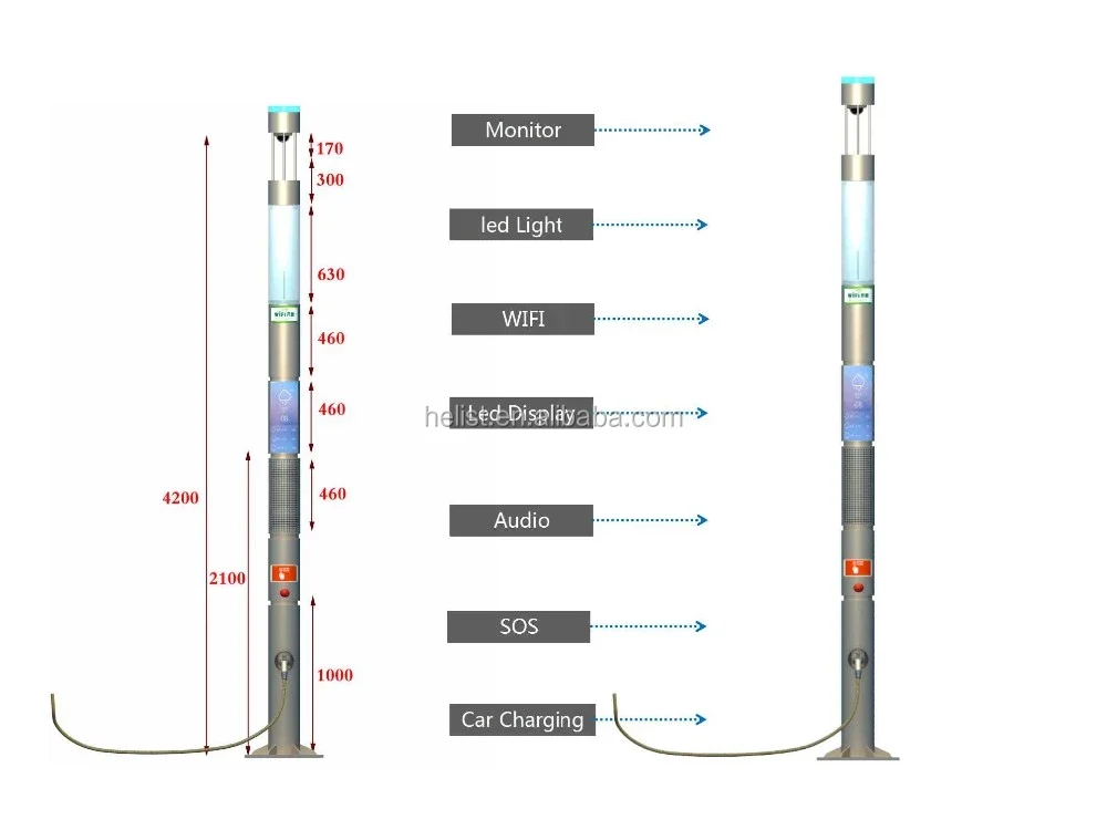 5G Smart Street Lamp Pole Multi-function Integrated Lamp Pole Monitor ...