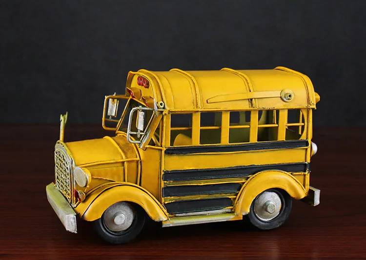 Classic Iron School Bus Model Ornaments Home Decoration Antique Bus ...