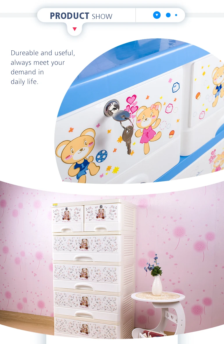 Hot Selling 5 Layers Storage Plastic Drawer Cabinet with Lock