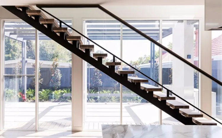 Single Square Tube Stringer Stairs Solid Wood Staircase - Buy Tube ...