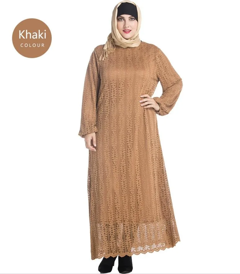 9042# Muslim Lace Women Dress Djellaba Casual Abaya Traditional ...