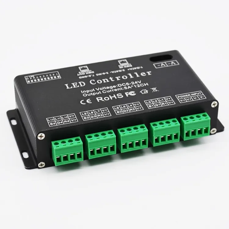 12 Channel LED DMX512 1990 Constant Decoder - 5VDC to 24VDC