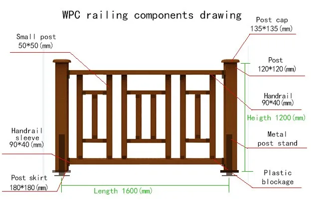 Factory Public Park Bridge Stair Wood Plastic Composite Railing China ...