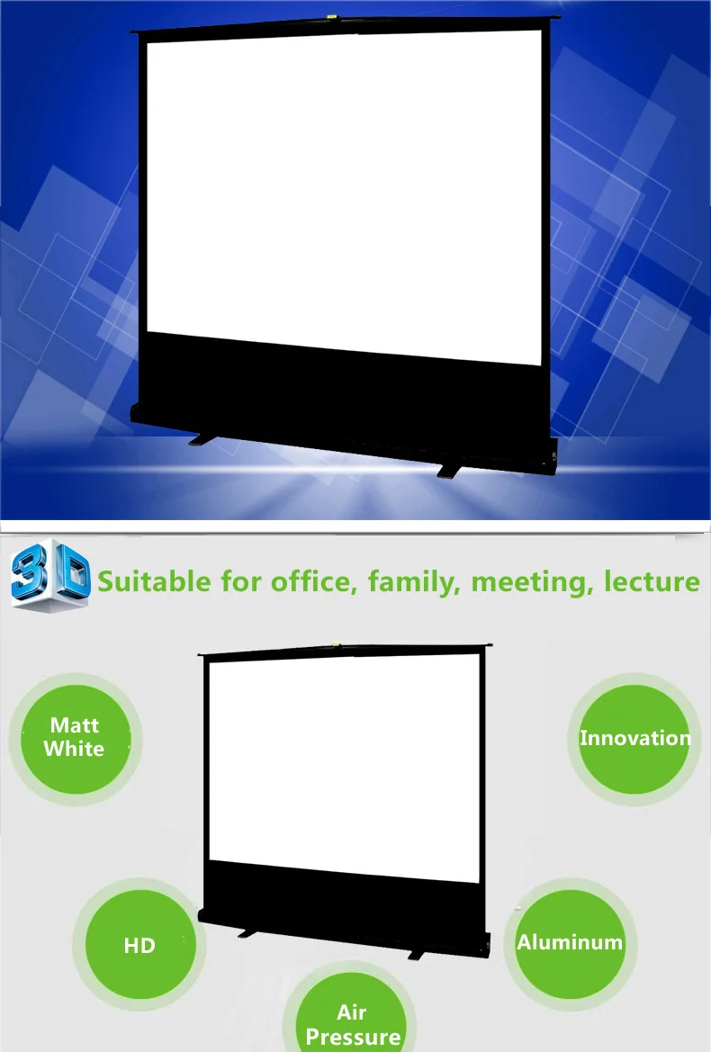 100" 80" 60" Inch Pull Up And Up Floor Stand Projection Screen ...