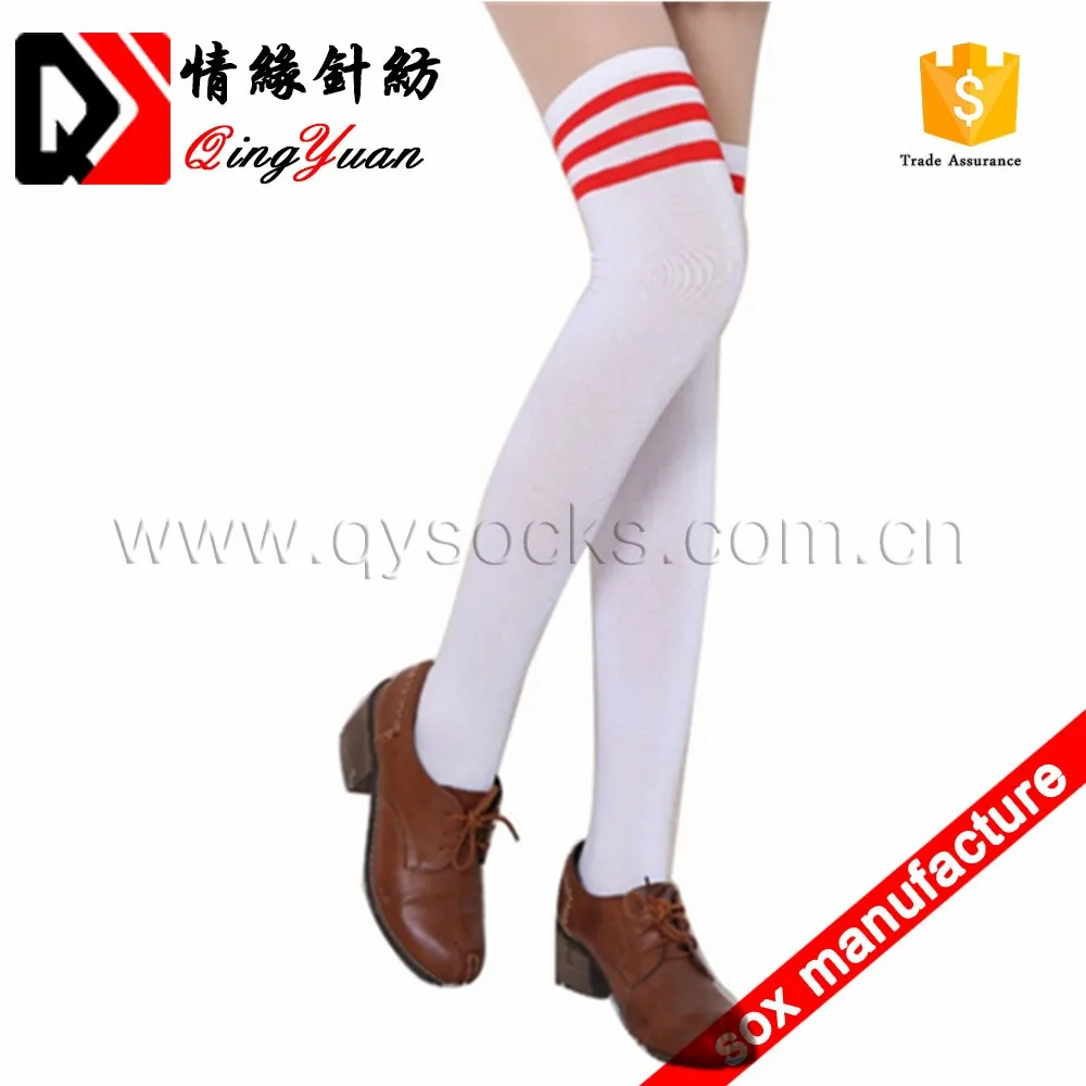 Factory Hot Girls Black Silk School Tube Nylon Stockings With Strips