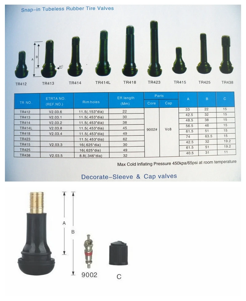 High Performance Tr413 Valve Stems Car Tyre Tubeless Premium Snap In ...