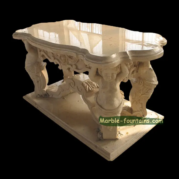 Man Made Square Marble Stone Carved Lion Head Table For Sale - Buy ...