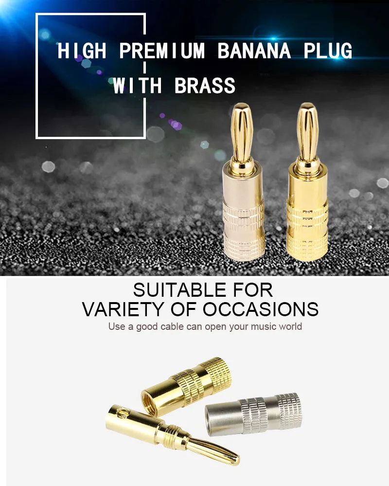 3mm 4mm 6mm Male Banana Plug 24k Gold Bullet Connector - Buy 6mm Banana ...