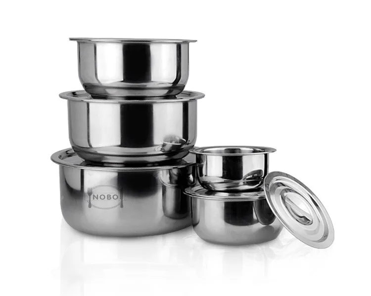 5 Pcs Indian Style Stainless Steel Stock Pot Cooking Utensil Pot Set ...