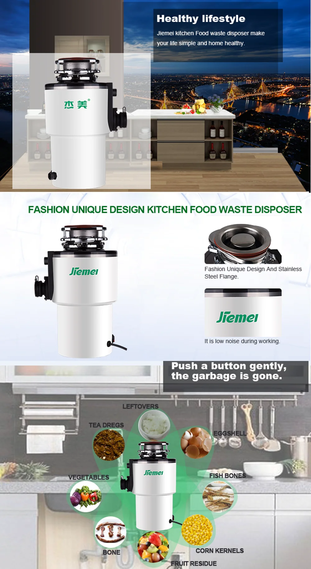 New Design Home 220v Disposer Waste Food Garbage Disposal - Buy Food ...