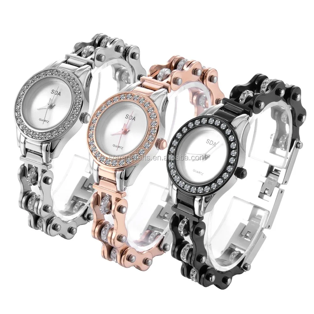 Motorcycle Chain-women Watch Quartz Biker Bracelet Watch Stainless ...