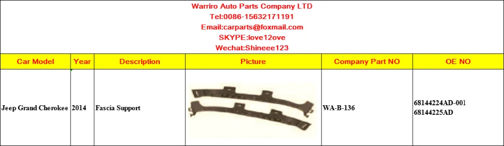 68144224ad 68144225ad Fascia Support For 2014 Jeep Grand Cherokee - Buy ...