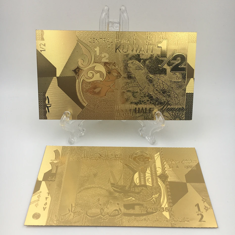 Kuwait 5 Dinar Pet 24k Gold Banknote With Clear Embossed Image For ...