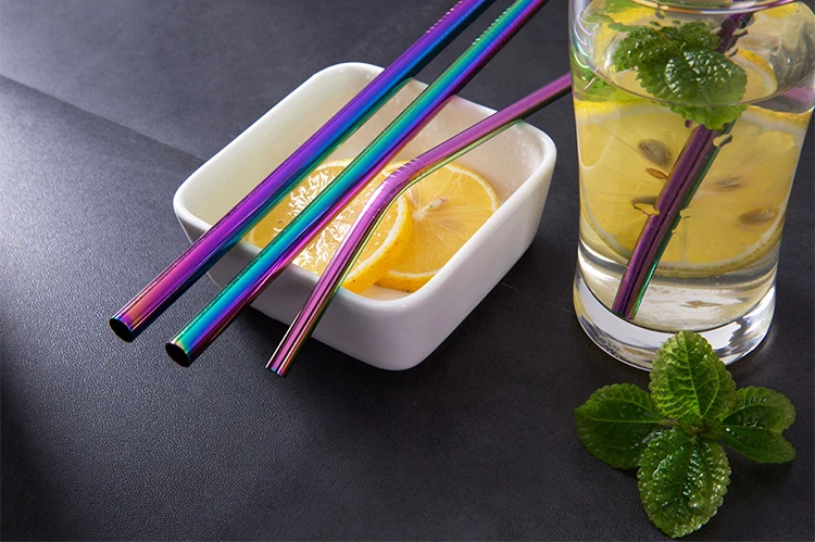 Reusable Iridescent Color Cool Drinking Straw Wholesale Bent Stainless ...