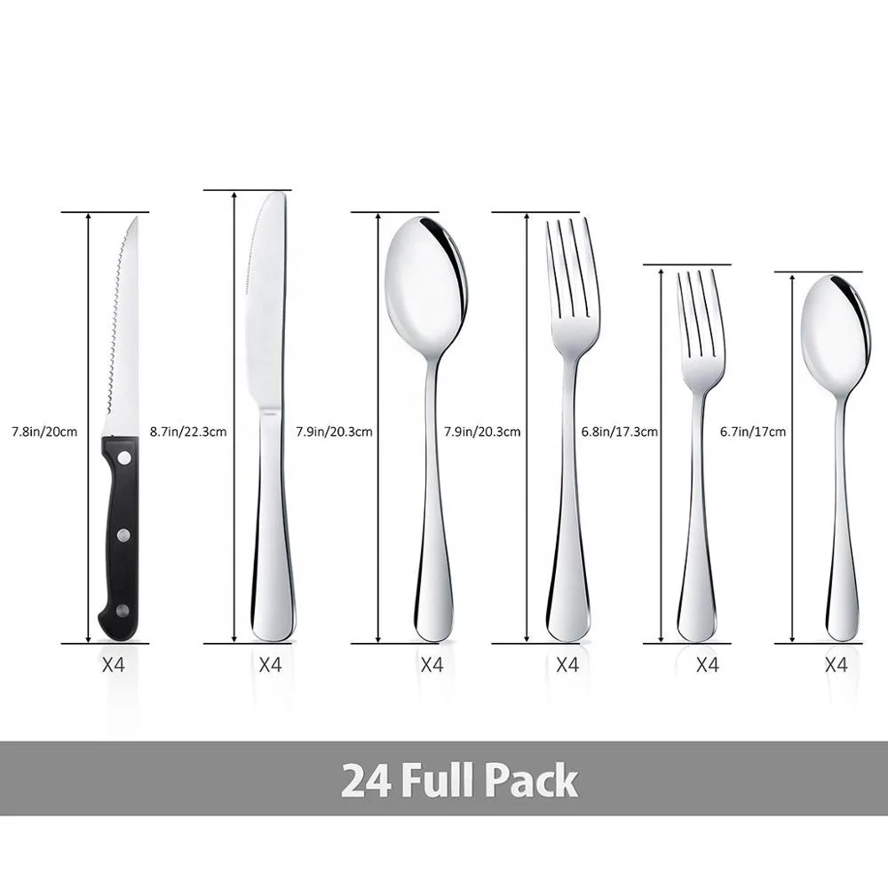 24 Pcs Buffet Cutlery Flatware For Food Server In Organizer,Silverware ...
