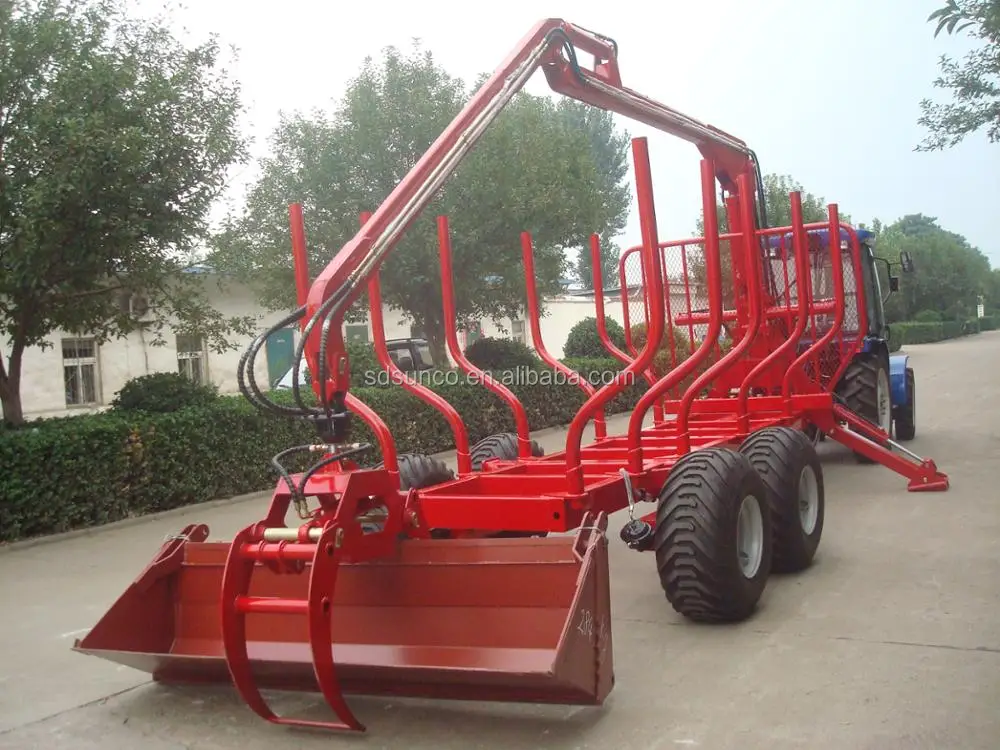 8t Hydraulic Logging Timber Trailer With Crane/ Forest Log Trailers ...