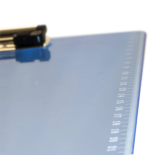 Blue Transparent Acrylic Clipboard With Ruler Markings - Buy Acrylic ...