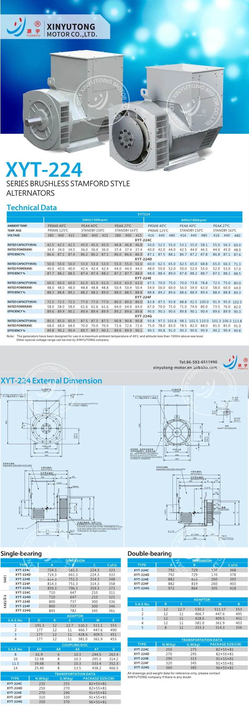 Brushless Type Synchronous Generator - 10KVA to 500KVA