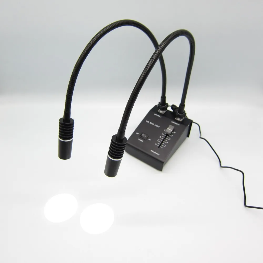 Stereo Microscope with Dual Gooseneck LED Light Illuminator