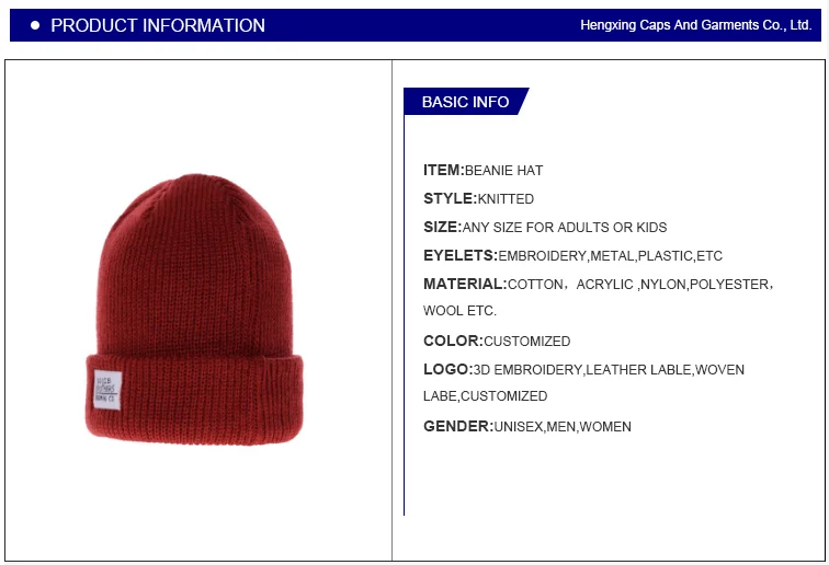 Promotional Red Woven Label Size Customized 100% Acrylic Beanie Hat For ...