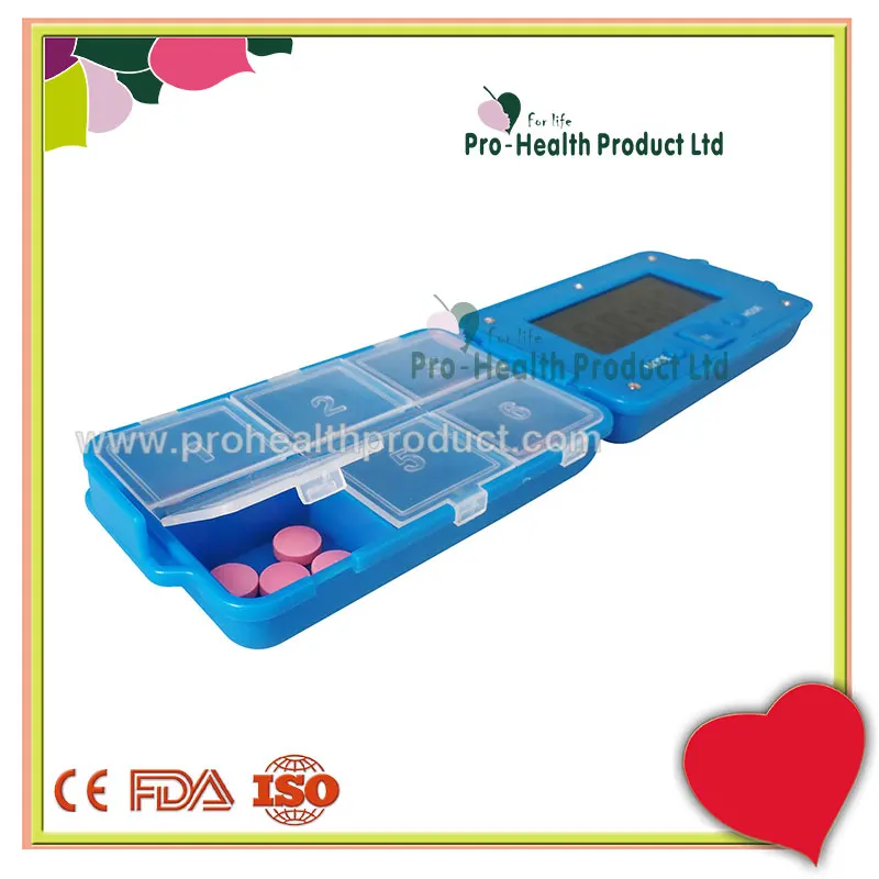 Medication 6 Compartments Digital Alarm Reminder Pill Box Timer Lock ...